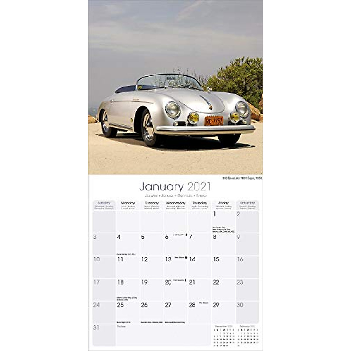 Porsche Calendar- Calendars 2020 - 2021 Wall Calendars - Car Calendar - Automobile Calendar - Porsche 16 Month Wall Calendar by Avonside