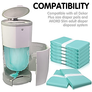 Yeaqee 12 Pack Diaper Pail Refills Bags Compatible with Dekor Plus Adult Diaper Pail Liner Baby Scented Diaper Pail Bags Hold up to 7200 Diapers