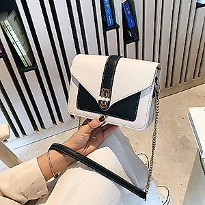 Herinos Women Crossbody Bag, White Leather Purses and Handbag for Girls, Young Ladies Sling Shoulder Bag Wallet, Black