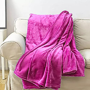 Home Must Haves Solid Hot Pink Super Soft Warm Cozy Plush Premium Bed Throw Blanket, Twin Size (75" x 80")