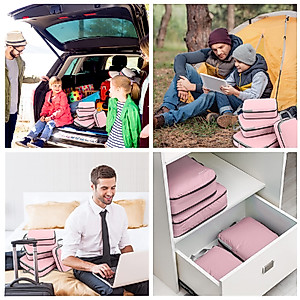 Gonex Compression Packing Cubes, 4pcs Expandable Storage Travel Luggage Bags Organizers (Pink)