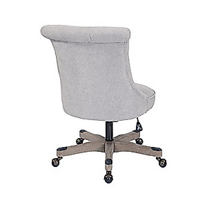 OSP Home Furnishings Hannah Tufted Office Chair with Adjustable Height and Grey Wood Base, Fog Fabric