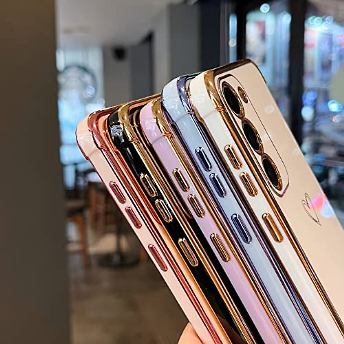 ZTOFERA Samsung Galaxy S23 5G Case,Cute Plating Edge Love Hearts Pattern with Camera Lens Protection Phone Cover for Galaxy S23 6.1",Blue