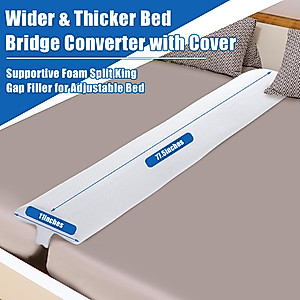 HOMBYS Twin to King Bed Converter Kit Bed Bridge with Removable Cover, Supportive Foam Split King Gap Filler for Adjustable Bed, Mattress Bridge Bed Connector for Stayover, Family Room