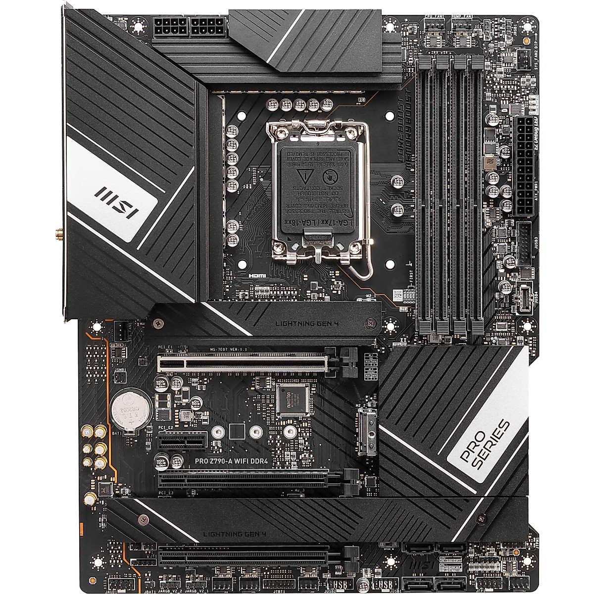 MSI PRO Z790-A WiFi DDR4 ProSeries Motherboard (Supports 12th/13th/14th Gen Intel Processors, LGA 1700, DDR4, PCIe 5.0, M.2, SATA 6G, 2.5Gbps LAN, USB 3.2 Gen2, Wi-Fi 6E, Bluetooth 5.3, ATX)