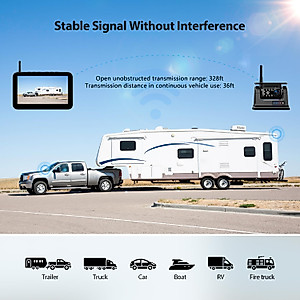 Magnetic Solar Wireless Backup Camera 1080P 7" DVR Monitor, Rechargeable RV Camera Wireless System for Hitch Towing Travel RV Camper 5th Wheel, Built-in 9600mAh Battery & Solar Panel -ZEROXCLUB BD701