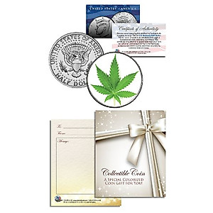 MARIJUANA POT LEAF Collectible JFK Kennedy Half Dollar U.S. Colorized Coin GIFT