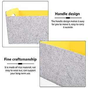 Magazine Basket Felt Storage Basket Box Foldable Organizer Basket Open Storage Bins Boxes with Handle for Magazine Books Newspaper Sundries Yellow Clothes Storage Organizer