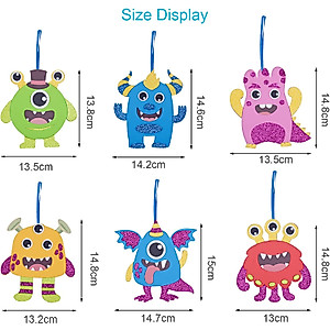 Fennoral 12 Pack Monster Crafts for Kids Monster Craft Kit Make Your Own Monster Foam Stickers Ornament DIY Arts and Crafts for Kids Girls Boys Halloween Party Favor Supplies Birthday Gifts