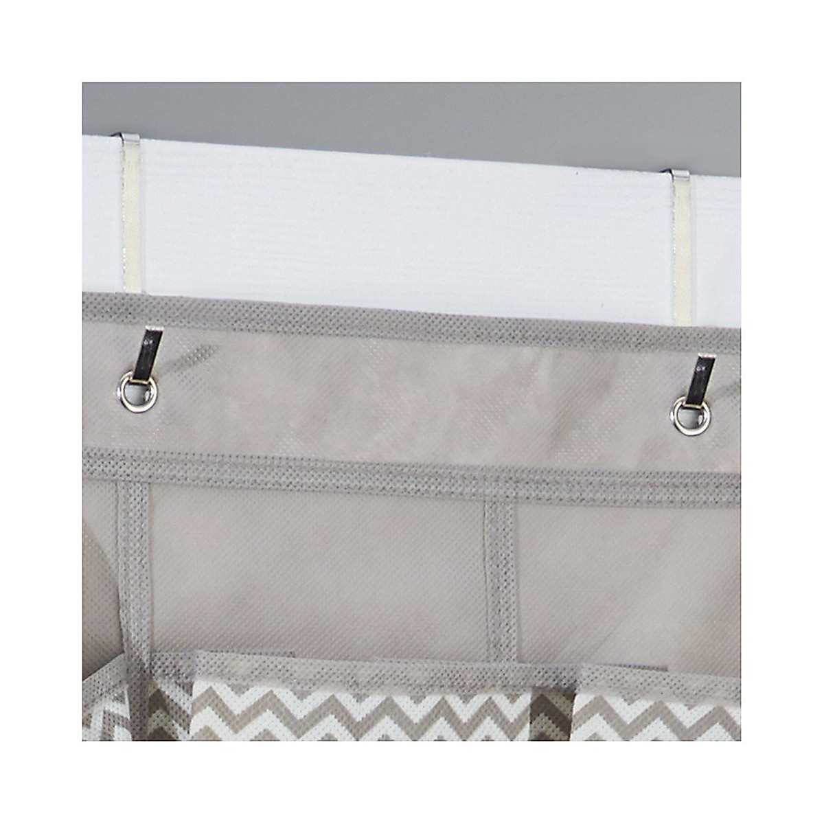 InterDesign 16-Pocket Hanging Shoe Organizer – Chevron Over Door Storage System, Taupe