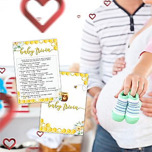 30 Honey Bee Themed Baby Shower Game Cards with an Answer Card, Baby Trivia double sided (5 X 7 inches)-（BABYYX-008）