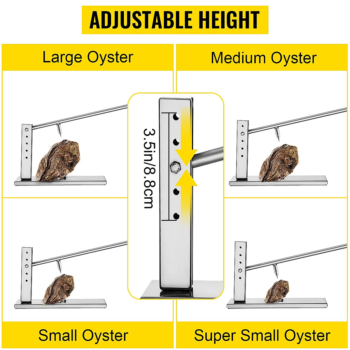 VEVOR Stainless Steel Oyster Shucker Tool Set, Clam Opener Machine with G-Clip for Easy Operation, Solid Option for Hotel Buffets or Gift