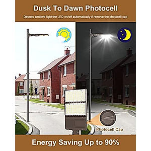 LED Parking Lot Light 320W 44800LM LED Shoebox Light Adjustable Arm Mount 5000K LED Pole Lights Outdoor, IP65 Commercial Area Street Lighting with Photocell for Parking Lot Roadway, UL&DLC