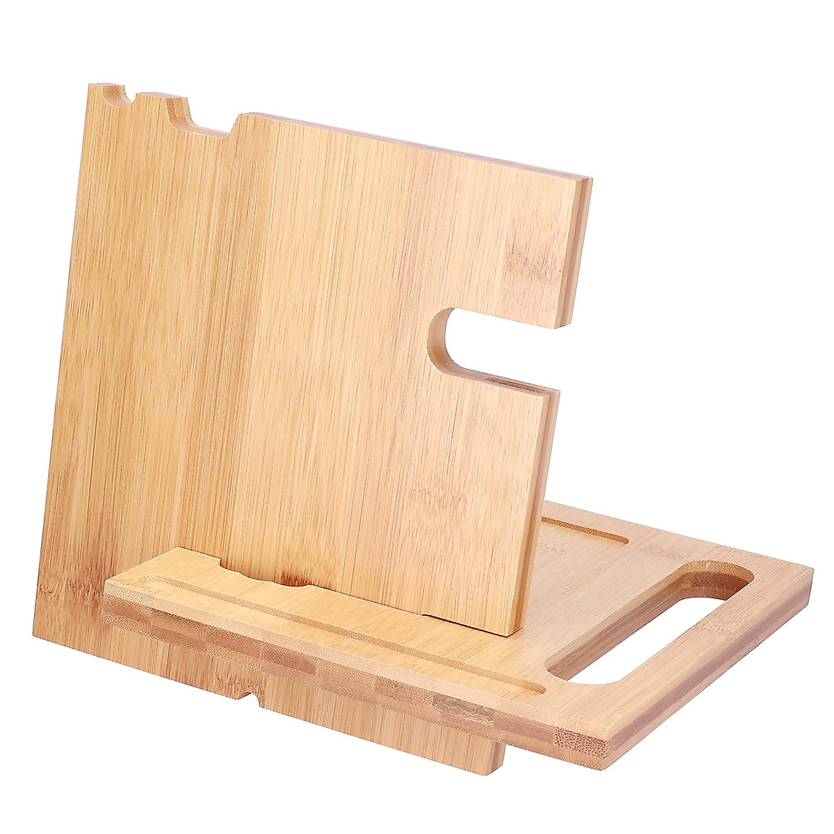 Wood Charger Dock Stand Nightstand Organizer for Men Multi Device Charging Station Wood Tablet Holder Desk Accessies for Smartphone Cellphone Watch Pad