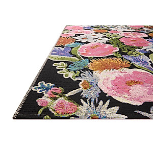 Loloi II Botanical Black/Multi 3'-3" x 3'-3" Round Accent Rug