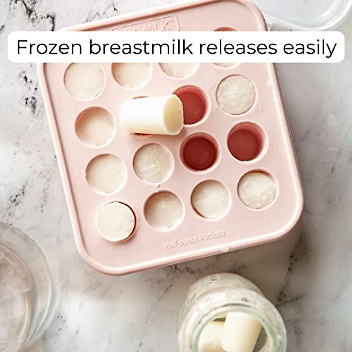 Souper Cubes MyMilk Baby Food Freezer Tray With Lid - 1/2 Oz Silicone Breast Milk Freezer Tray - Perfect Storage Container for Baby Food, Purees, and Breast Milk - Pink