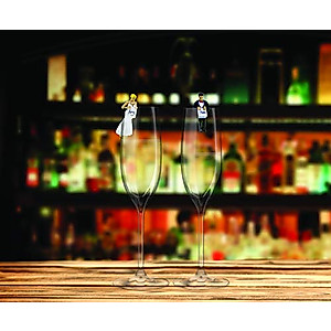 Drinking Buddies Happy Couple Themed Reuseable Glass Drink Markers, Bride & Groom