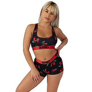 PSD Women's Playboy Cherries Modal Boy Shorts, Black, L