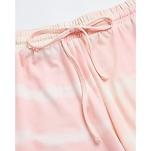 Lucky Brand Women's Pajama Set - Roll Sleeve T-Shirt and Shorts - Sleepwear for Women (S-XL), Size Medium, Pink Tie Dye
