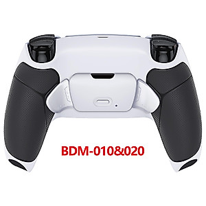 eXtremeRate Black Rubberized Grip Programable RISE 2.0 Remap Kit for PS5 Controller BDM 010 BDM 020, Upgrade Board & White Redesigned Back Shell & White Back Buttons for PS5 Controller - NO Controller
