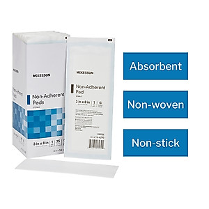 McKesson Non-Adherent Dressing Pads, Sterile, Nylon/Polyester, 3 in x 8 in, 75 Count, 1 Pack