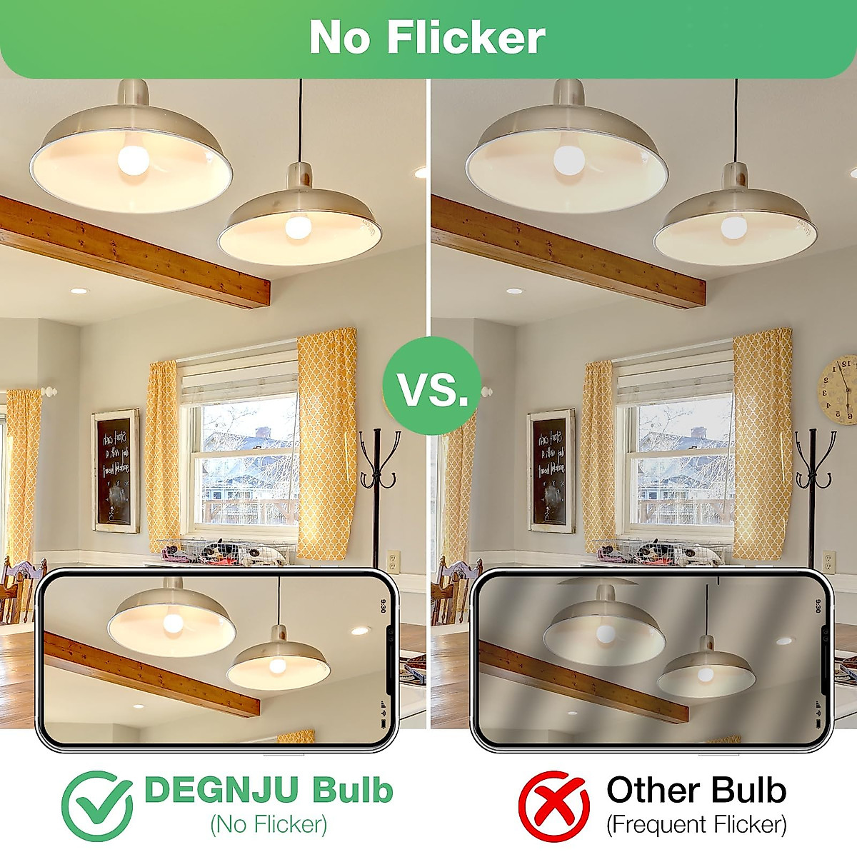 DEGNJU LED Light Bulbs 60W Equivalent, A19 Light Bulb Soft White 2700K 800LM 8.5 Watt, Non-Dimmable Standard Light Bulbs E26 Medium Base, 6 Pack