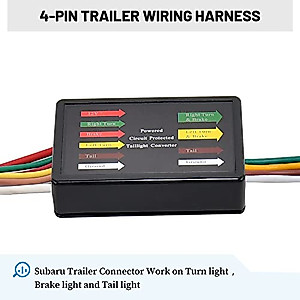 RED WOLF 4 Pin Trailer Wiring Harness Connector for Subaru Forester 2009-2020, Outback 2010-2022, Crosstrek 2013-2015, Ascent 2019-2022 Add 4 Way Towing Wire Cable Extension Plug for Towing