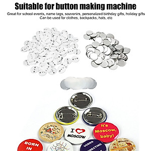 100 Sets Blank Button Making Supplies, DIY Pin Back Button Parts for Button Maker Machine Round Badge Pin Button, Includes Metal Cover, Plastic Button Back Cover, Clear Film(44mm/50mm)(50mm /1.97in)