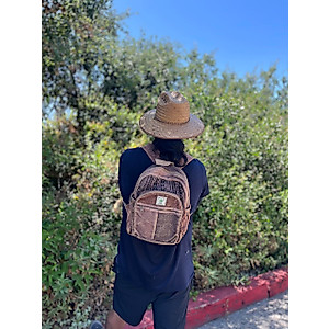 Small brown stone washed hemp backpack, hippie backpack