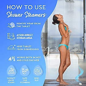Cleverfy Shower Steamers Aromatherapy - Variety Pack of 6 Shower Bombs with Essential Oils. Self Care and Relaxation Birthday Gifts for Mom. Blue Set