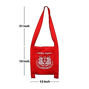 Thai buddha amulet boho hippie tote Limited crossbody bohemian good luck charms muay thai (White Twin Tiger - Red)