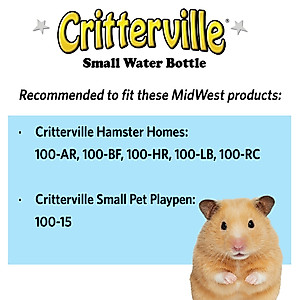 MidWest Homes for pets Small Animal Water Bottle | Ideal for Hamsters, Mice, Guinea Pigs & Rabbits, Small Water Bottle | Hamster