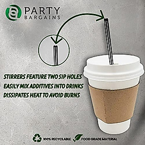 Party Bargains Disposable Coffee Stirrers 5", 360 Count, Black, Plastic Drink Stirrer Sticks, Cocktail Straws Bar Accessories, Hot Chocolate, Tea, Espresso Mixer, Cafes, Bistros, Hot Cold Beverages