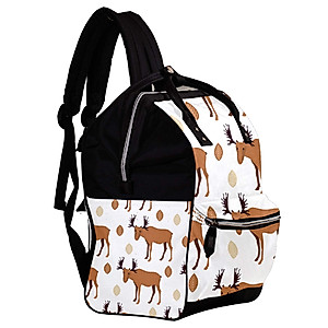 Mooses and Leaves Pattern Diaper Bag Mummy Backpack Large Capacity Baby Bag Multi-Function Travel Backpack Nappy Bags Nursing Bag for Baby Care