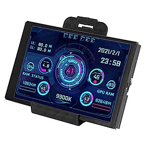 Cryfokt IPS USB Mini Screen, 3.5in Computer Temp Monitor Real Time Data Monitoring PC CPU RAM Hard Disk Data Monitor External Expansion Display USB Type C Sub Screen for AIDA (Black)