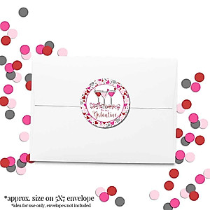 Gal Pal Girlfriend Galentine Valentine Party Favor Sticker Labels for Women, 40 2" Party Circle Stickers by AmandaCreation, Great for Classroom Valentines, Envelope Seals, Gifts & Treats