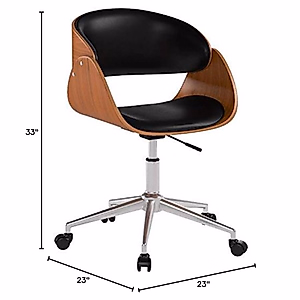 Armen Living Julian Office Chair in Black Faux Leather and Chrome Finish