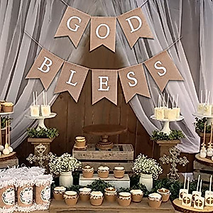 God Bless Burlap Banner - Religious Banner , First Communion Banner , Photo Decoration Props , Christening Banner , Party Photo Backdrop (God Bless Banner)