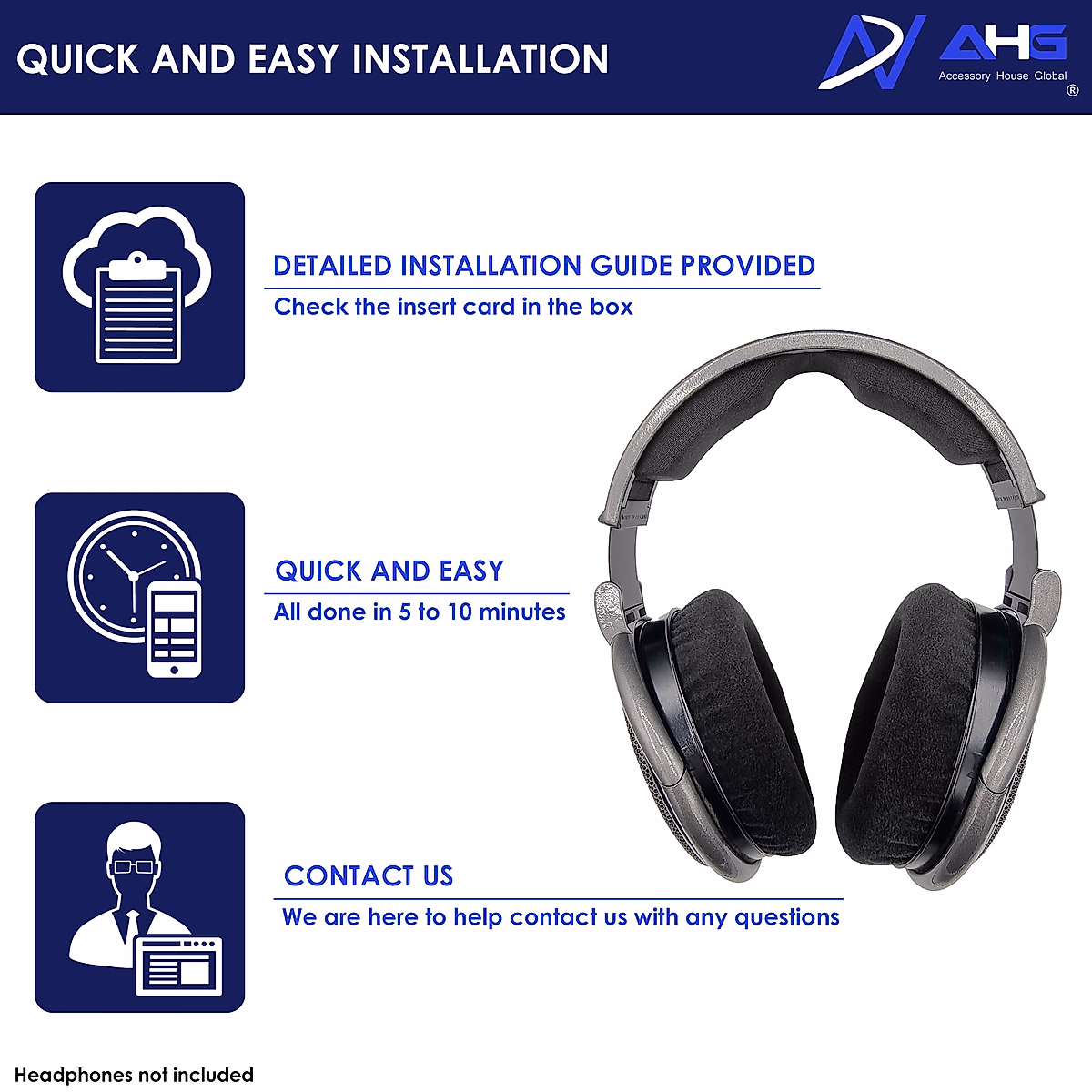 AHG Replacement HD 650 / HD 600 Ear Pads Headphone Cushions Compatible with Sennheiser HD650 HD660S HD660S2 HD600 Massdrop X HD6XX HD58X Jubilee HD580 HD565 Jubilee. Premium Velour/High-Density Foam