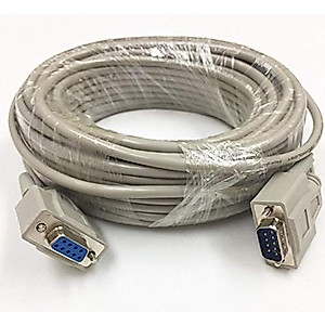 50 Foot DB9 Male to Female RS232 Extension Serial Cable - 28 AWG Shielded