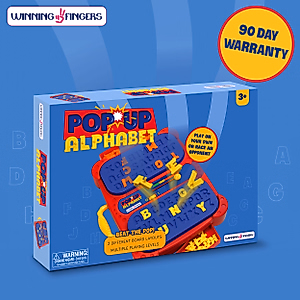 Winning Fingers Pop Up Board Game 2-Player | Preschool Game with Alphabet Puzzle Pieces | Educational Learning Toy for Toddler and Kids Ages 3+