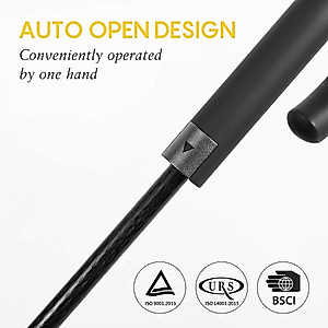 RUMBRELLA Navy Blue Hook Handle Umbrella Windproof UPF 50+, j Stick UV Umbrellas Auto Open 54IN