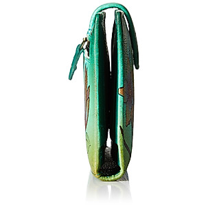 Anna by Anuschka womens 1833 Wallet Hand Painted Genuine Leather, Birds in Paradise Green, One Size US