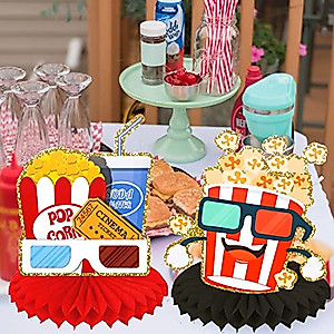 9PCS Movie Night Birthday Party Decoration Movie Table Honeycomb Centerpiece Movie Theme Theatre Table Decoration Movie Night Party Decoration for Movie Star Birthday Party Supplies
