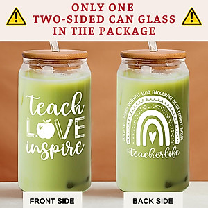 Teacher Appreciation Gifts for Women - Thank You Teacher Gifts, Teacher Gifts for Women - Gifts for Teachers Women - Teacher Valentines Day Gifts, Teacher Valentine Gift - 16 Oz Teacher Can Glass
