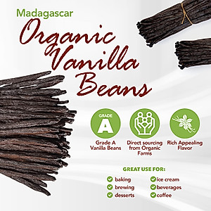 50 Organic Grade A Madagascar Vanilla Beans. Certified USDA Organic for Extract and all things Vanilla by FITNCLEAN VANILLA. ~5" Bulk Fresh Bourbon NON-GMO Pods.