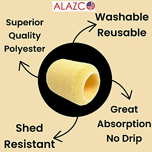 12 Mini 3" ALAZCO Paint Roller Refill Covers NO SHED for Painting Trims, Edges, Corners, Small Areas