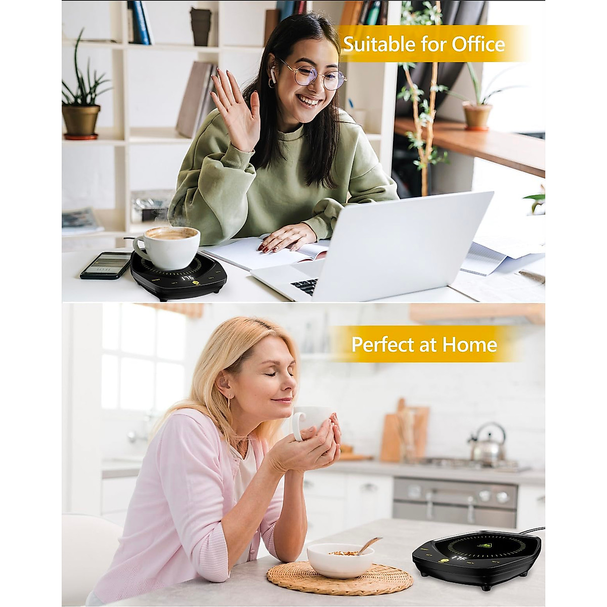 HX HECLX Mug Warmer Coffee Warmer for Desk Heater Accessories 131℉/149℉/167℉ Adjustable Temperature 25W 4h Auto Shut Off-Setting Cup Warmer for Coffee, Beverage, Milk, Tea, Water (Mug Not Included)