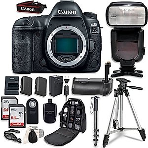 Canon EOS 5D Mark IV Digital SLR Camera Bundle (Body Only) + Professional Accessory Bundle (14 Items)