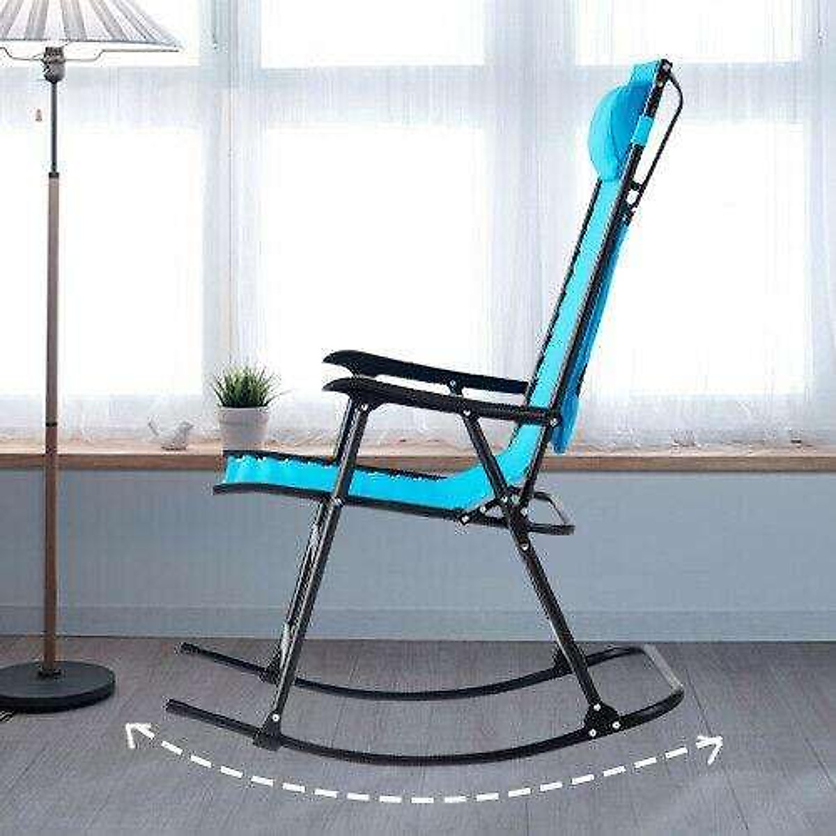 LHJA Folding Rocking Chair Rocker Porch Zero Gravity Furniture W/Canopy Light Blue Chair Rocking Chair Rocker Chair Rocker Camp Chair Rocker Recliner Rocking Camp Chair Rocking Chairs